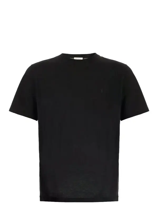 Saint Laurent Cassandre-embroidered T-shirt - Black