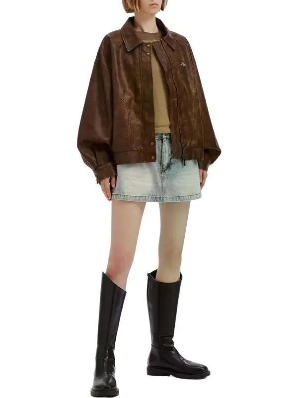 Izzue Logo-plaque Oversized Jacket - Brown