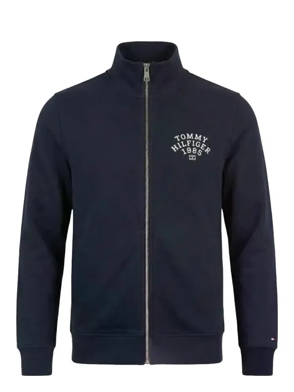 Tommy Hilfiger Logo-print Zip-up Sweater - Blue