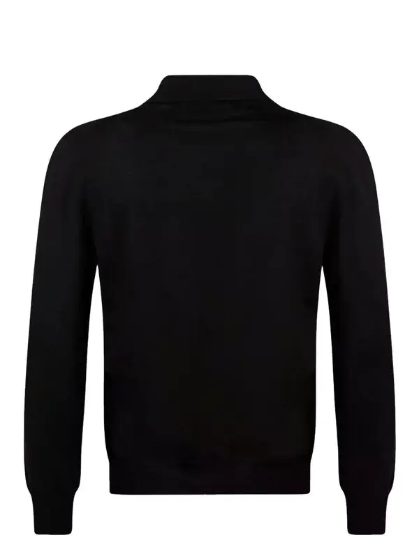 GRAN SASSO Fine-knit Polo-collar Sweater - Black