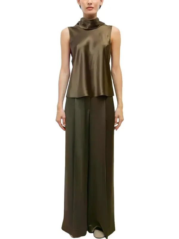 LESET Satin-finish Palazzo Pants - Green
