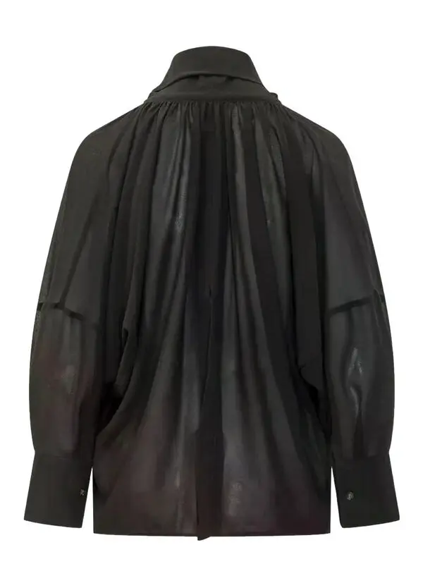 LE SULLY STUDIO Pussy-bow Semi-sheer Blouse - Black
