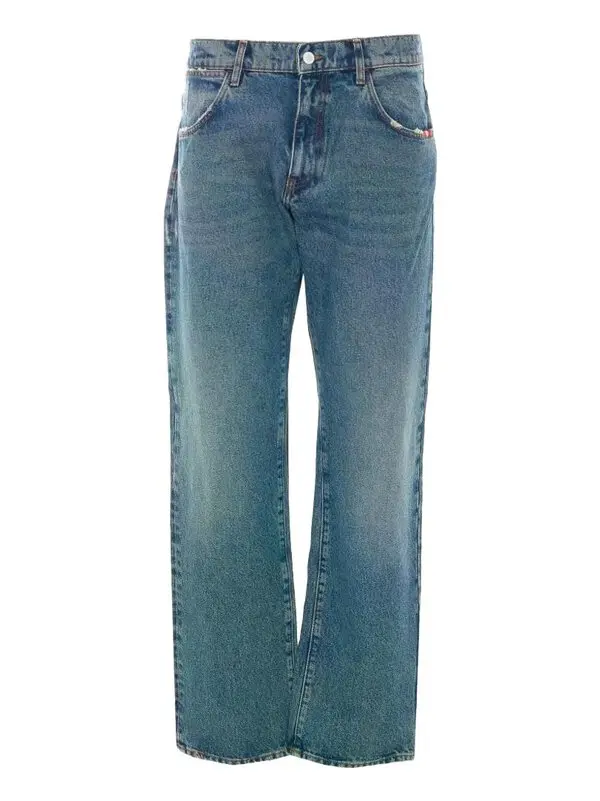 AMISH SUPPLIES James Distressed Straight-leg Jeans - Blue