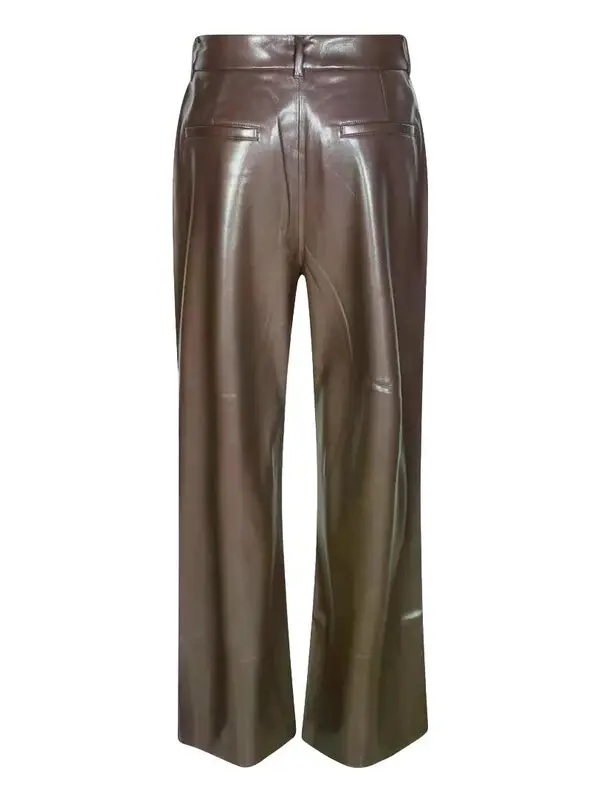 Andamane Sasha Pleated Faux-leather Trousers - Brown