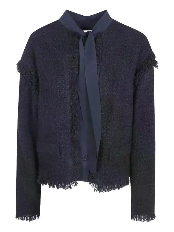 Mantū Fringed Bouclé Jacket - Blue