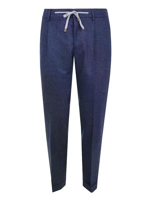 BARBA NAPOLI Check-pattern Trousers - Blue