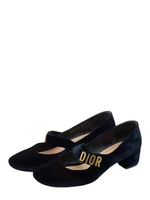 Dior Navy Velvet Baby-d Mary Jane Pumps - Blue