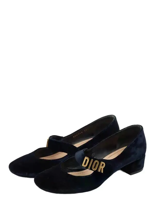 Dior Navy Velvet Baby-d Mary Jane Pumps - Blue