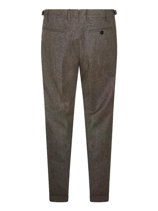 BERWICH Herringbone Pleat-detail Trousers - Grey