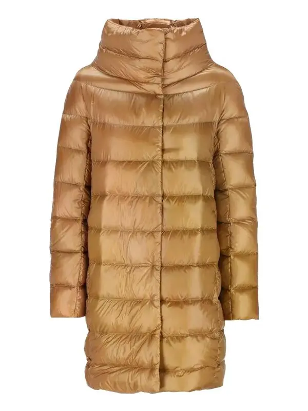Herno Quilted Funnel-neck Coat - Neutrals