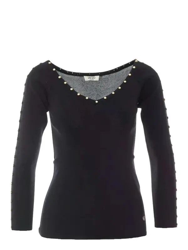 Liu Jo Crystal-embellished Knitted T-shirt - Black