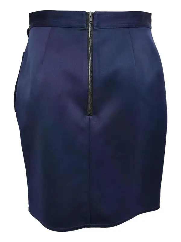 SELF-PORTRAIT Lace-trim Buttoned Mini Skirt - Blue
