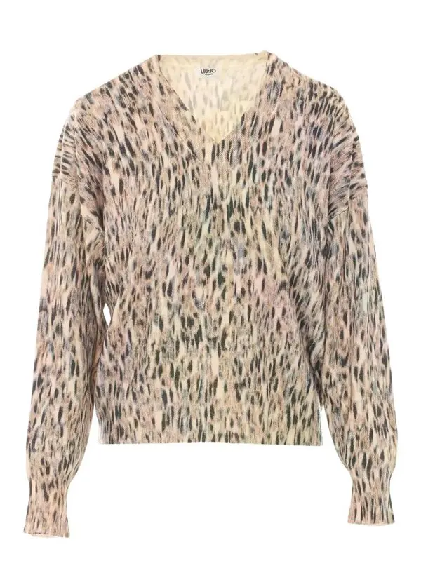 Liu Jo Animal Print V-neck Sweater - Neutrals