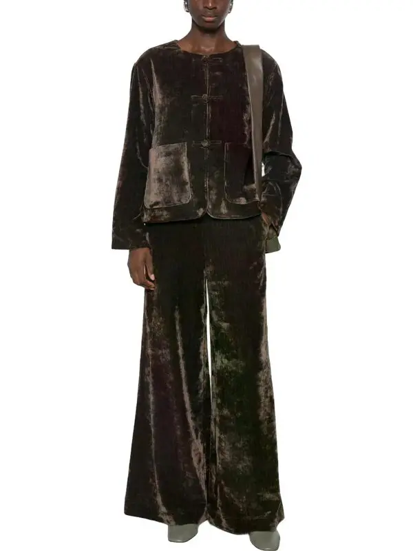 JCSOPHIE Velvet Frog-fastening Jacket - Brown