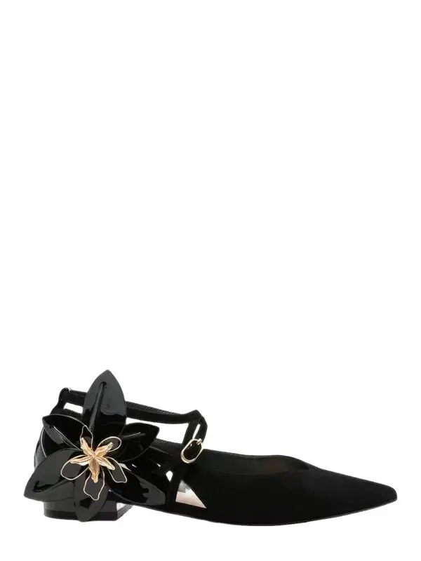 Liu Jo Floral-embellished Pointed-toe Sandals - Black