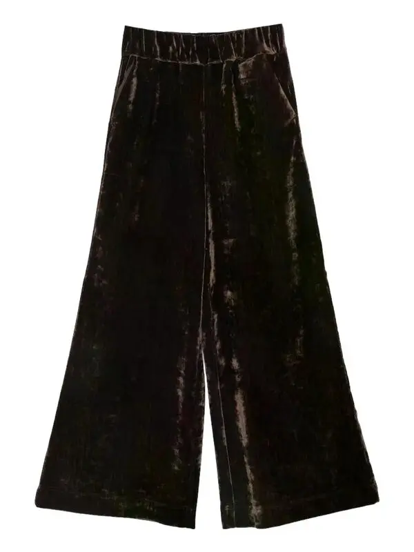 JCSOPHIE Velvet Effect Corduroy Palazzo Pants - Brown