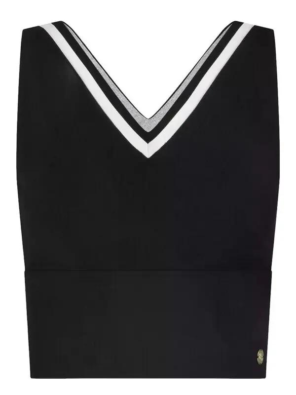 HOUSE OF GRAVITY Contrast-trim Crop Top - Black
