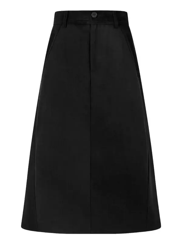 STUDIO TOMBOY Corduroy-trim A-line Skirt - Black