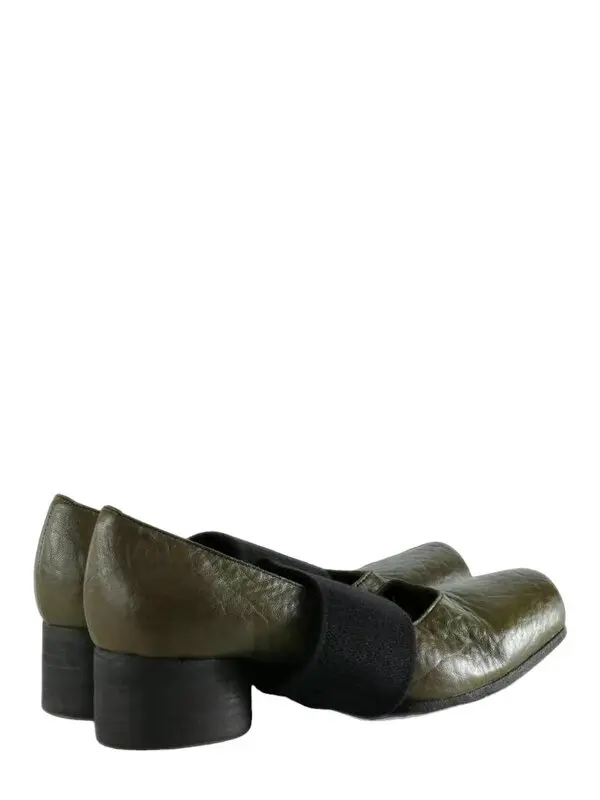 UMA WANG Elasticated-strap Square-toe Ballet Flats - Green