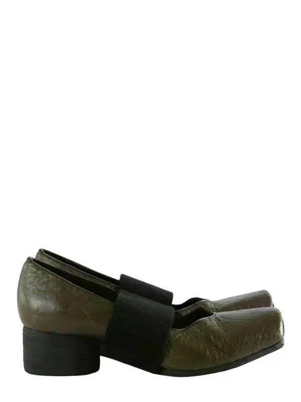 UMA WANG Elasticated-strap Square-toe Ballet Flats - Green