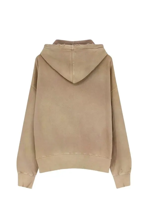 GOLDEN GOOSE Distressed Logo-print Hoodie - Neutrals