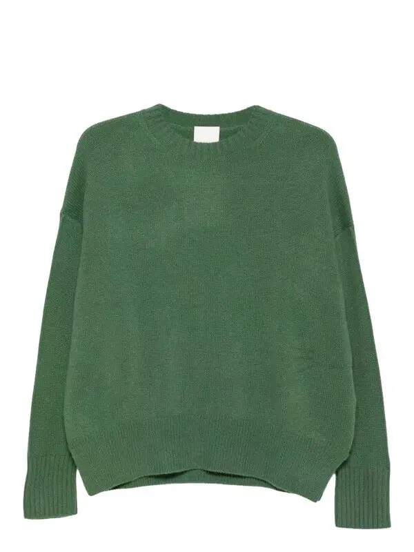 ALLUDE Ribbed-trim Drop-shoulder Sweater - Green