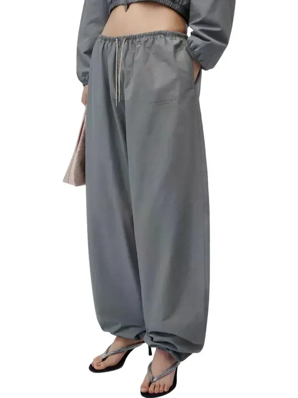 Alexander Wang Crystal Hotfix Drawcord Track Pant - Grey