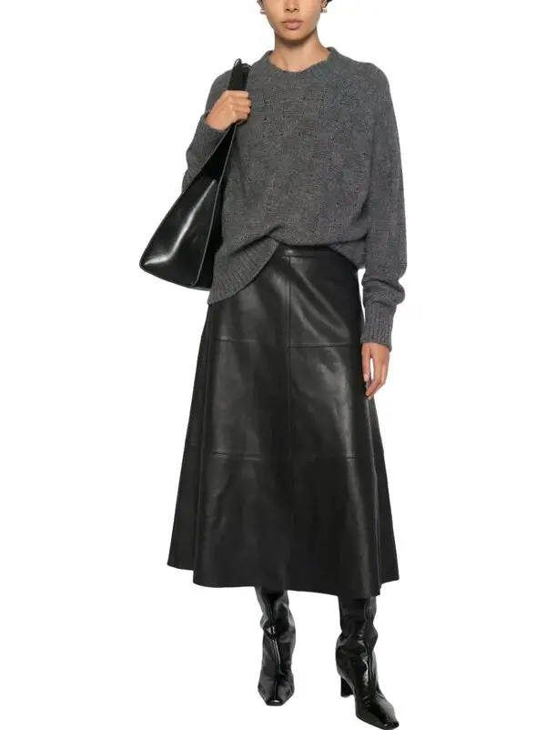P.a.r.o.s.h Leather Midi Skirt - Black