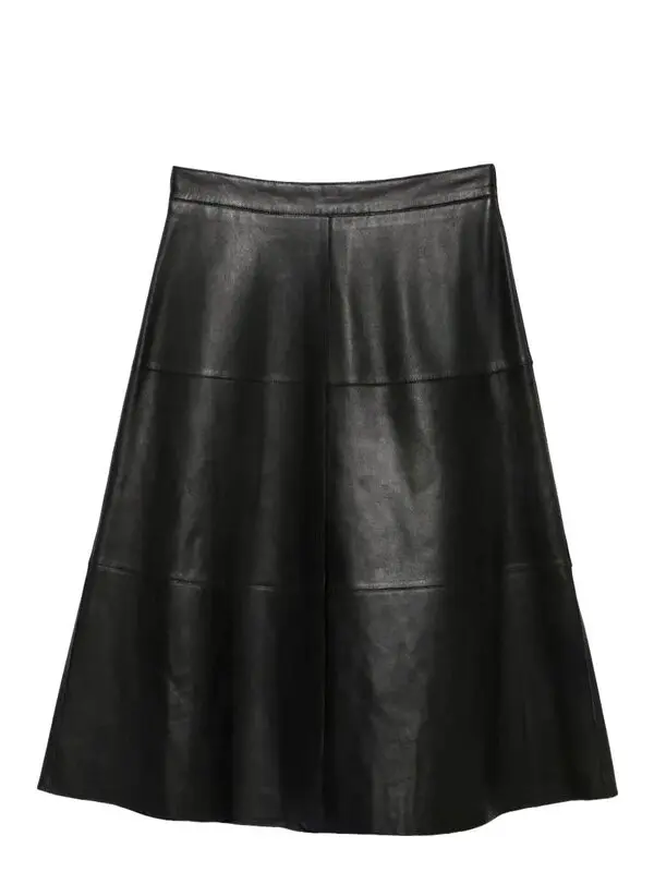P.a.r.o.s.h Leather Midi Skirt - Black
