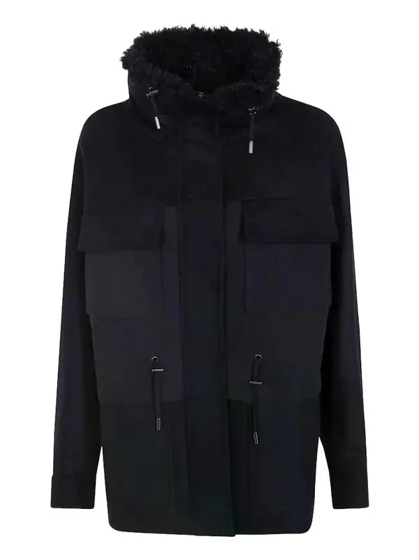 Mantū Shearling-trim Panelled Parka Coat - Black
