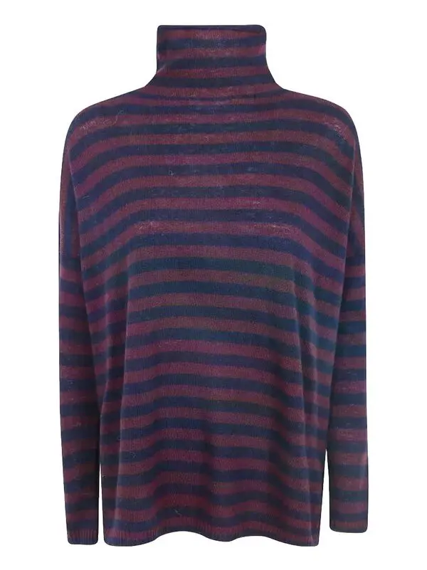 BASE Striped High-neck Merino Top - Red
