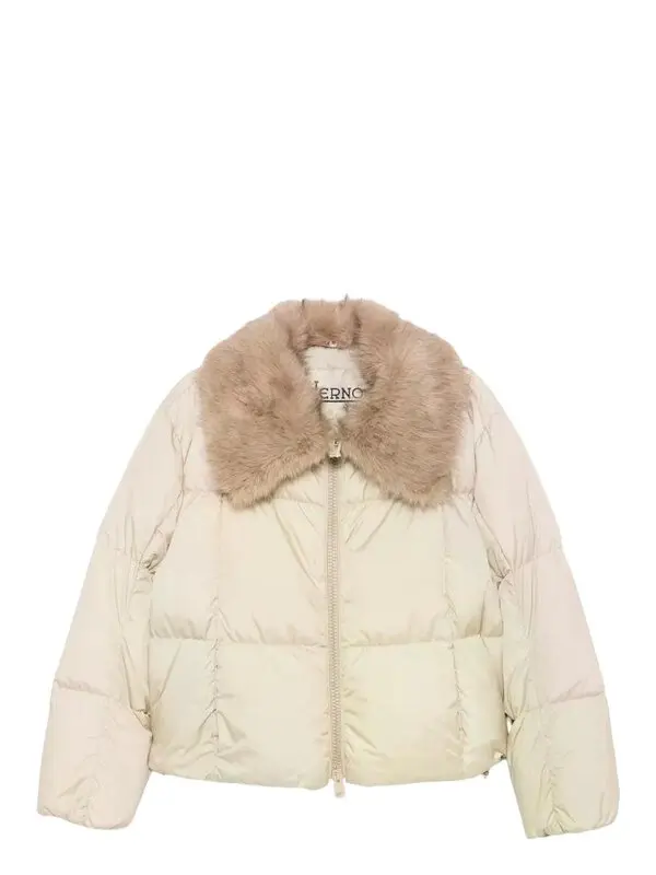 Herno Faux-fur Collar Puffer Jacket - Neutrals