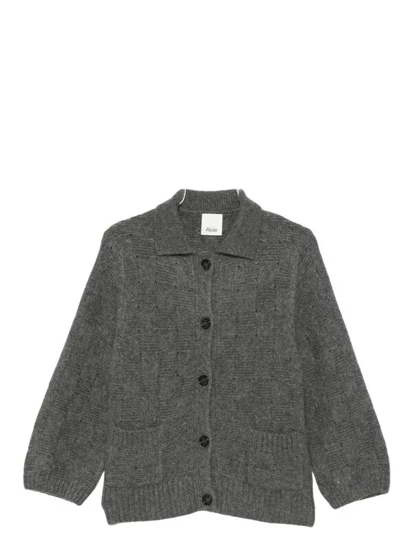 ALLUDE Checkerboard-knit Cardigan - Grey