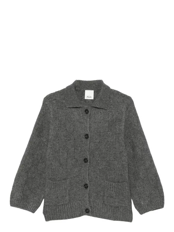 ALLUDE Checkerboard-knit Cardigan - Grey