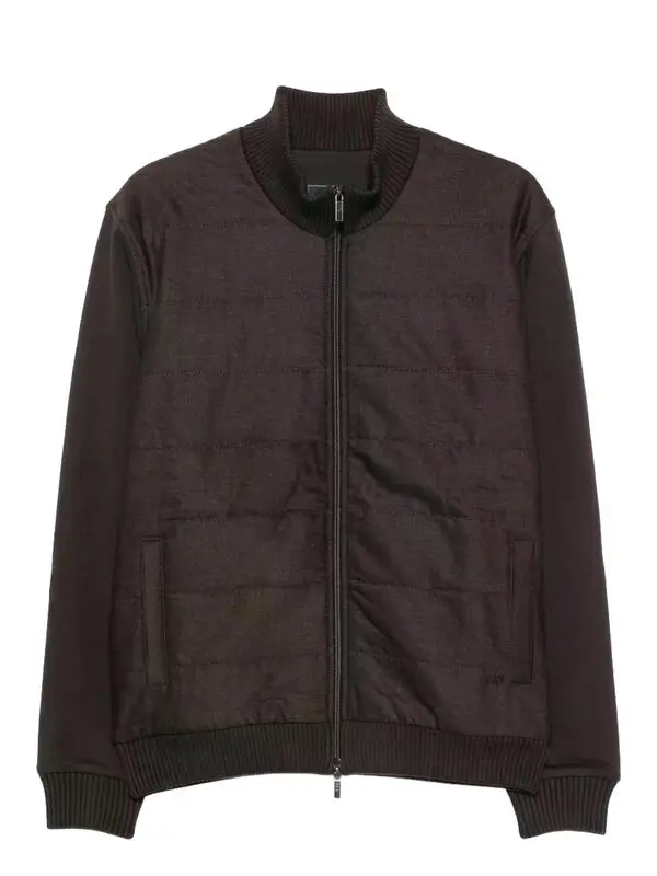FAY Quilted Zip-up Jacket - Brown