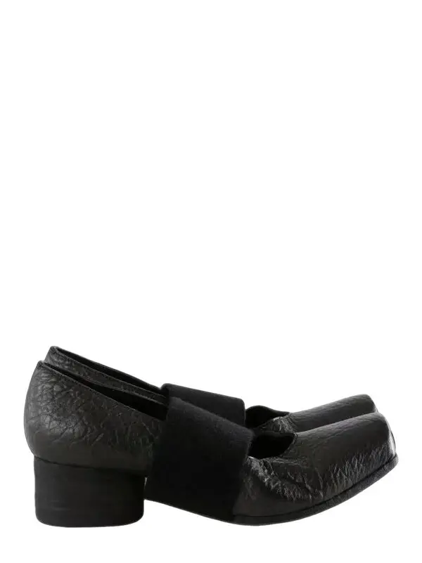 UMA WANG Crinkled-effect Elasticated-strap Ballet Flats - Black
