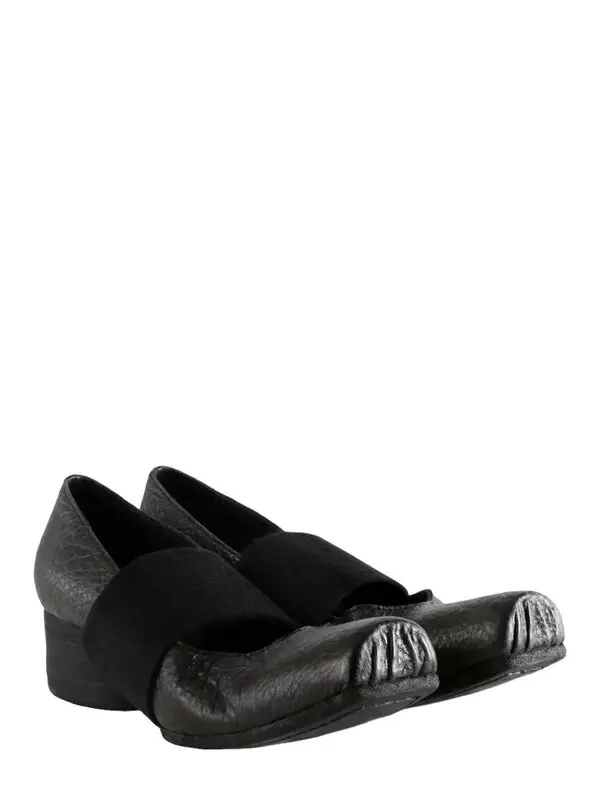 UMA WANG Crinkled-effect Elasticated-strap Ballet Flats - Black