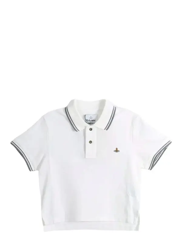VIVIENNE WESTWOOD Orb-embroidered Cropped Polo Top - White