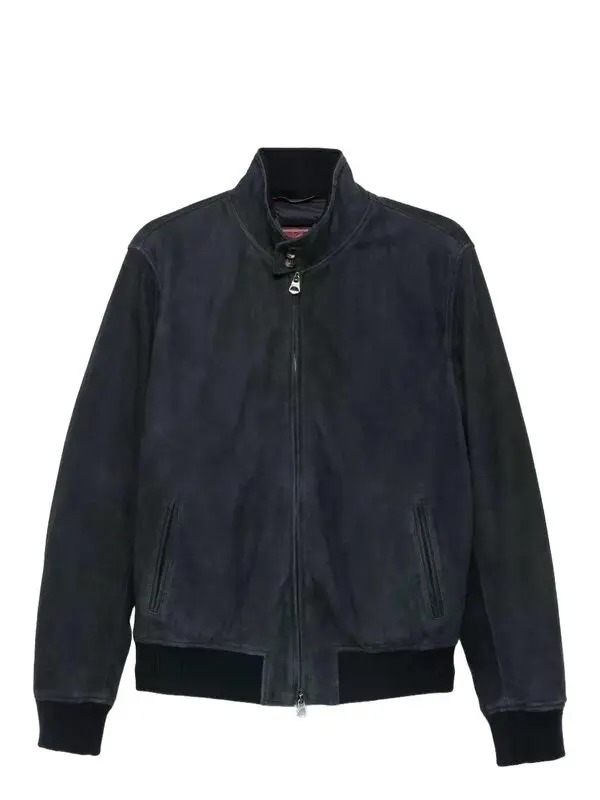 STEWART Suede Bomber Jacket - Blue