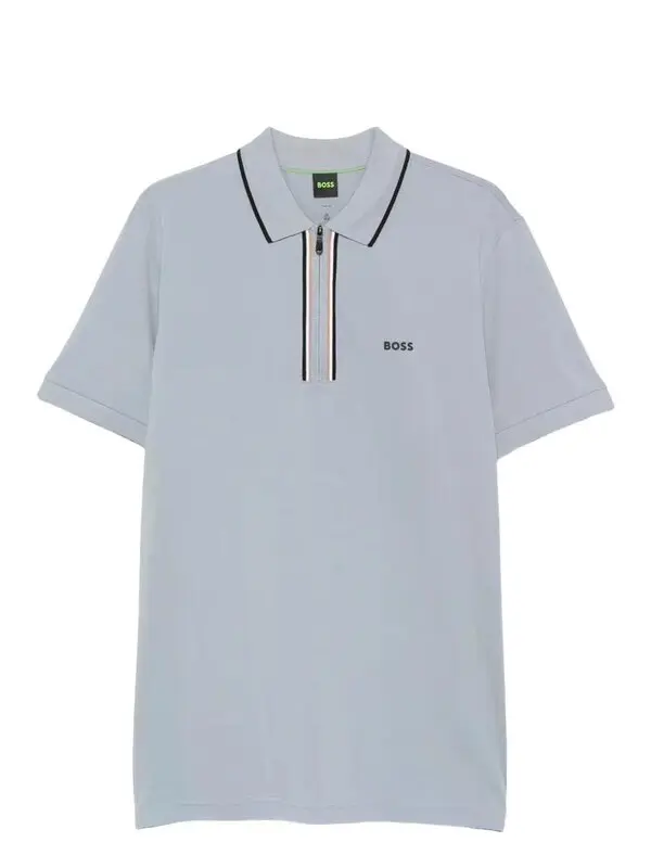 BOSS Logo-print Short-sleeve Polo Shirt - Grey