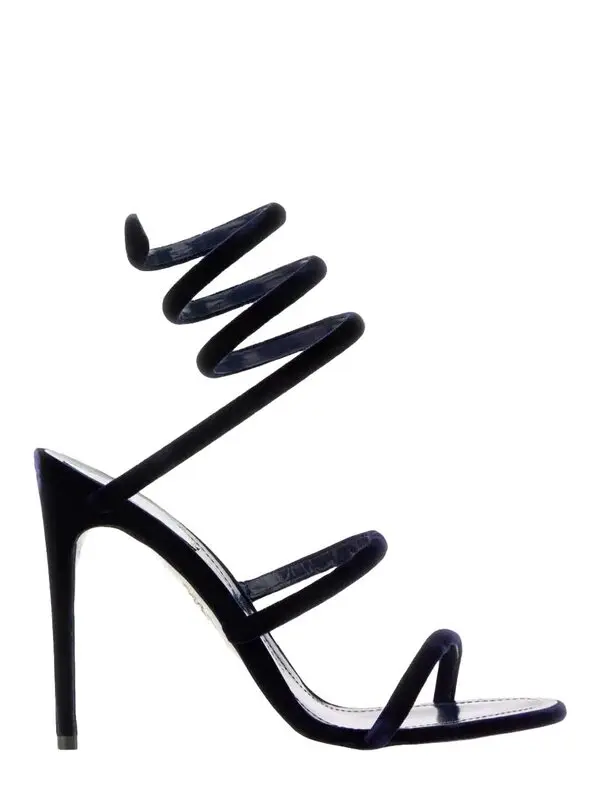 Rene Caovilla Cleo Velvet Sandals - Blue