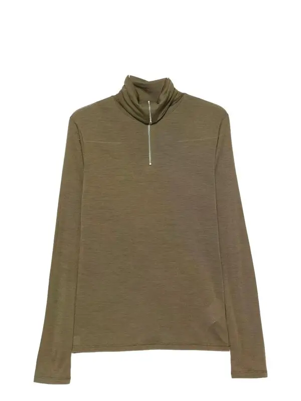 JIL SANDER Zip-neck Long-sleeve T-shirt - Green