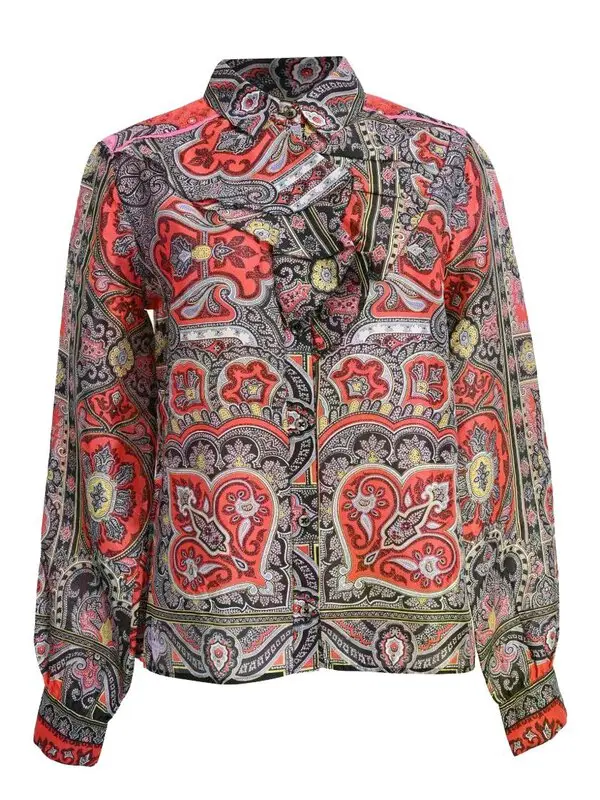 Etro Silk Paisley-print Ruffle Blouse - Red