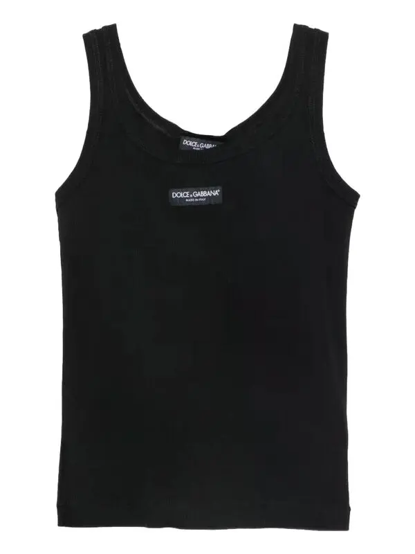Dolce & Gabbana Logo-patch Ribbed-knit Tank Top - Black