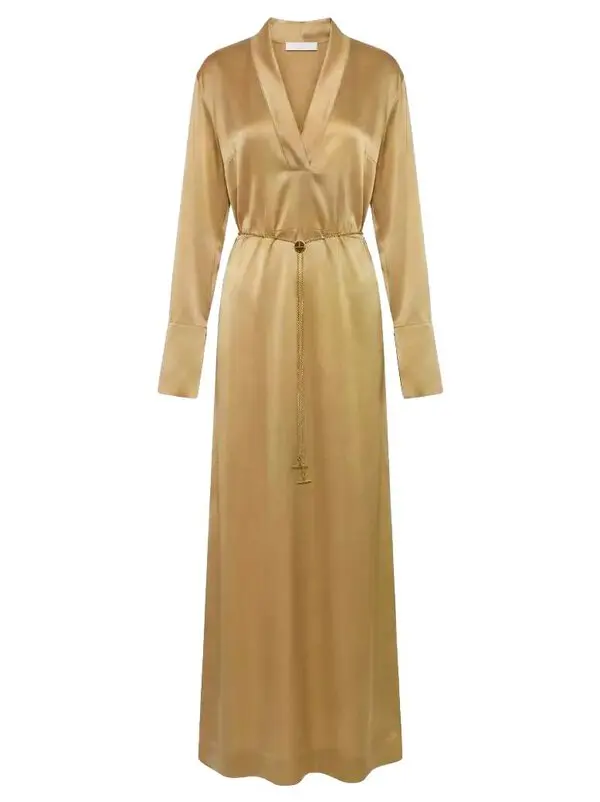 DANAME Belted V-neck Maxi Dress - Yellow