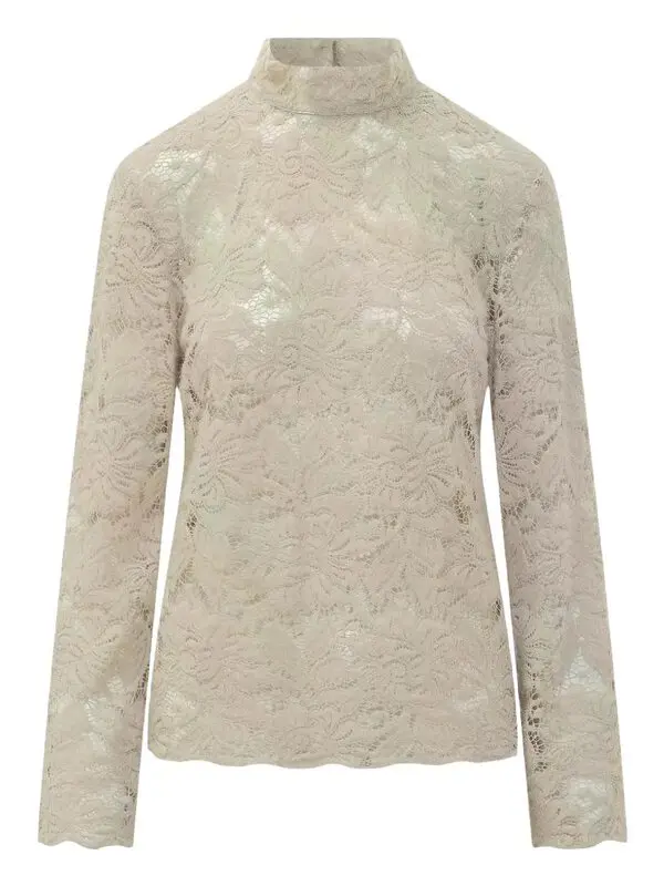 LE SULLY STUDIO Lace High-neck Blouse - Neutrals