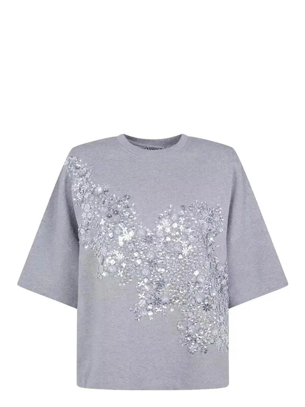 Essentiel Antwerp Kalani Sequin-embellished Floral-applique T-shirt - Grey