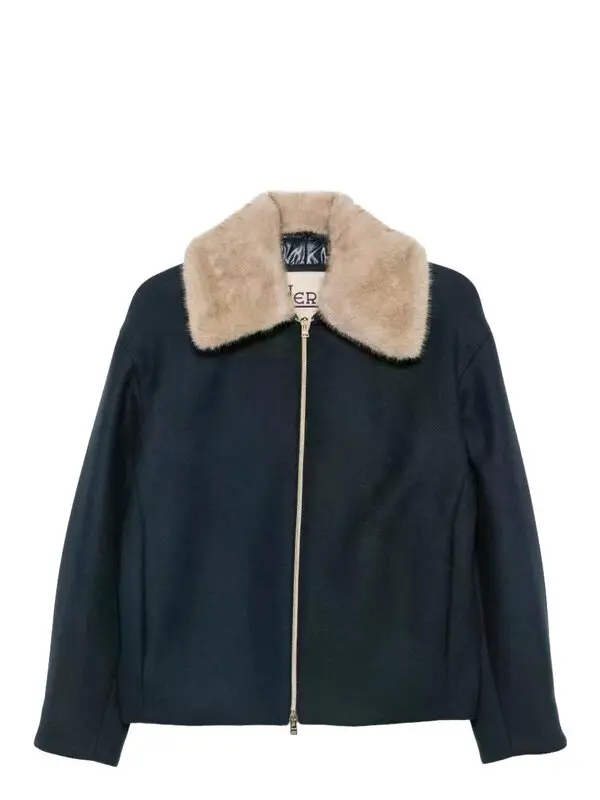 Herno Faux-fur-collar Zip-up Jacket - Blue