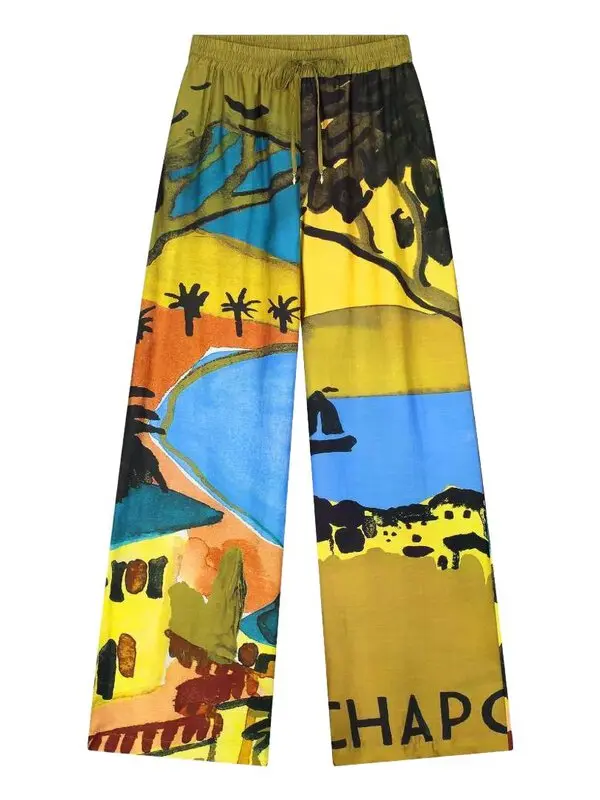 FABIENNE CHAPOT Landscape-print Trousers - Yellow