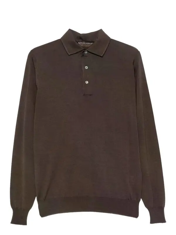 FILIPPO DE LAURENTIIS Long-sleeve Polo Shirt - Brown